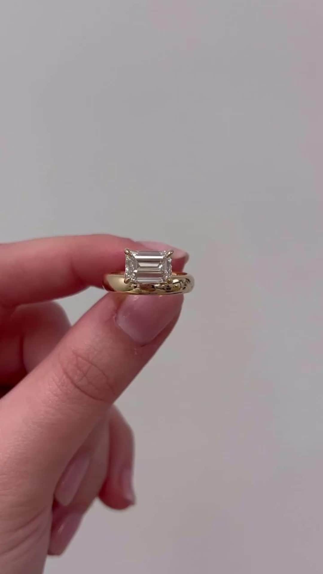 East West Emerald Cut Diamond Engagement Ring / 2 Carat East West ...