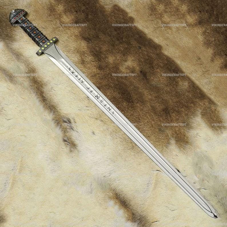 Real Medieval Viking Damascus Steel Handmade Sword With Scabbard ...