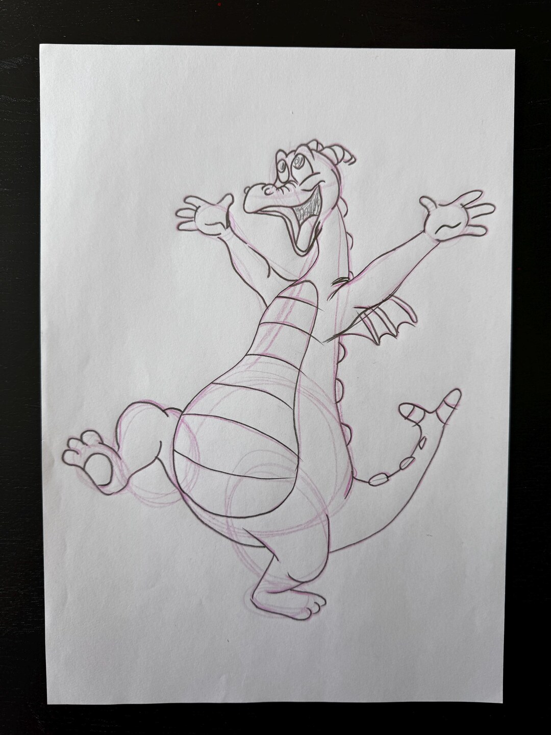 Hand-drawn Lead Pencil Sketch of Imaginative Purple Dragon Inspired ...