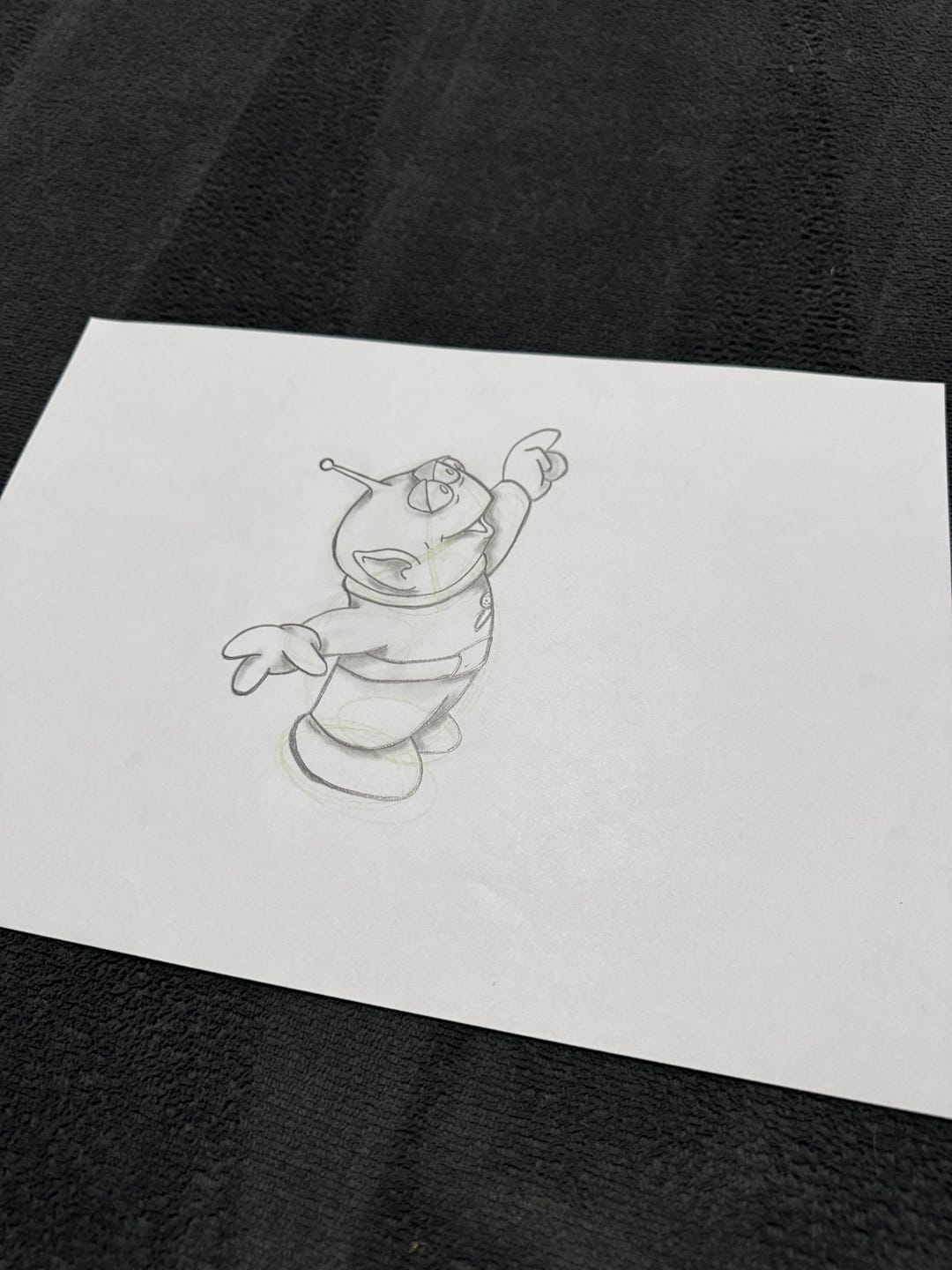 Hand-drawn Lead Pencil Sketch of Little Green Alien Inspired Cartoon ...