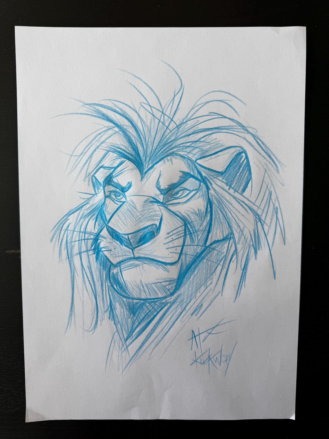 Hand-drawn Lead Pencil Sketch of Regal Lion King Inspired Cartoon Art ...
