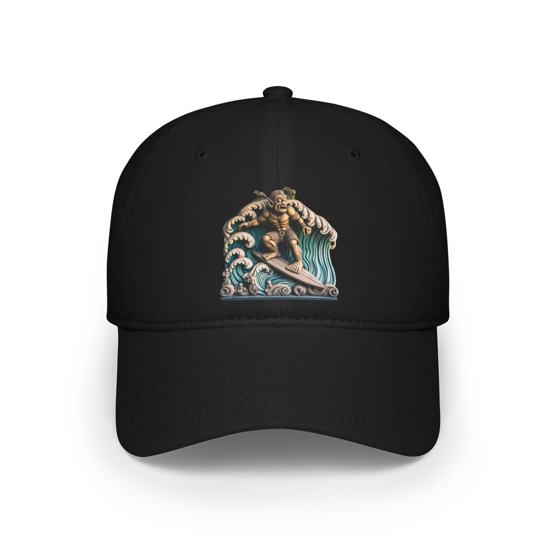 Tahitian Tiki Surfer Design Low Profile Baseball Cap Teahupoo Wave Hat ...