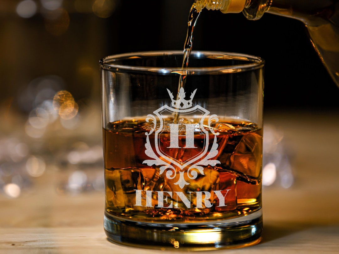 Custom Etched Whiskey Glass, Personalized Glasses, Whiskey Gift, Personalized Gift, Gift for Him ...