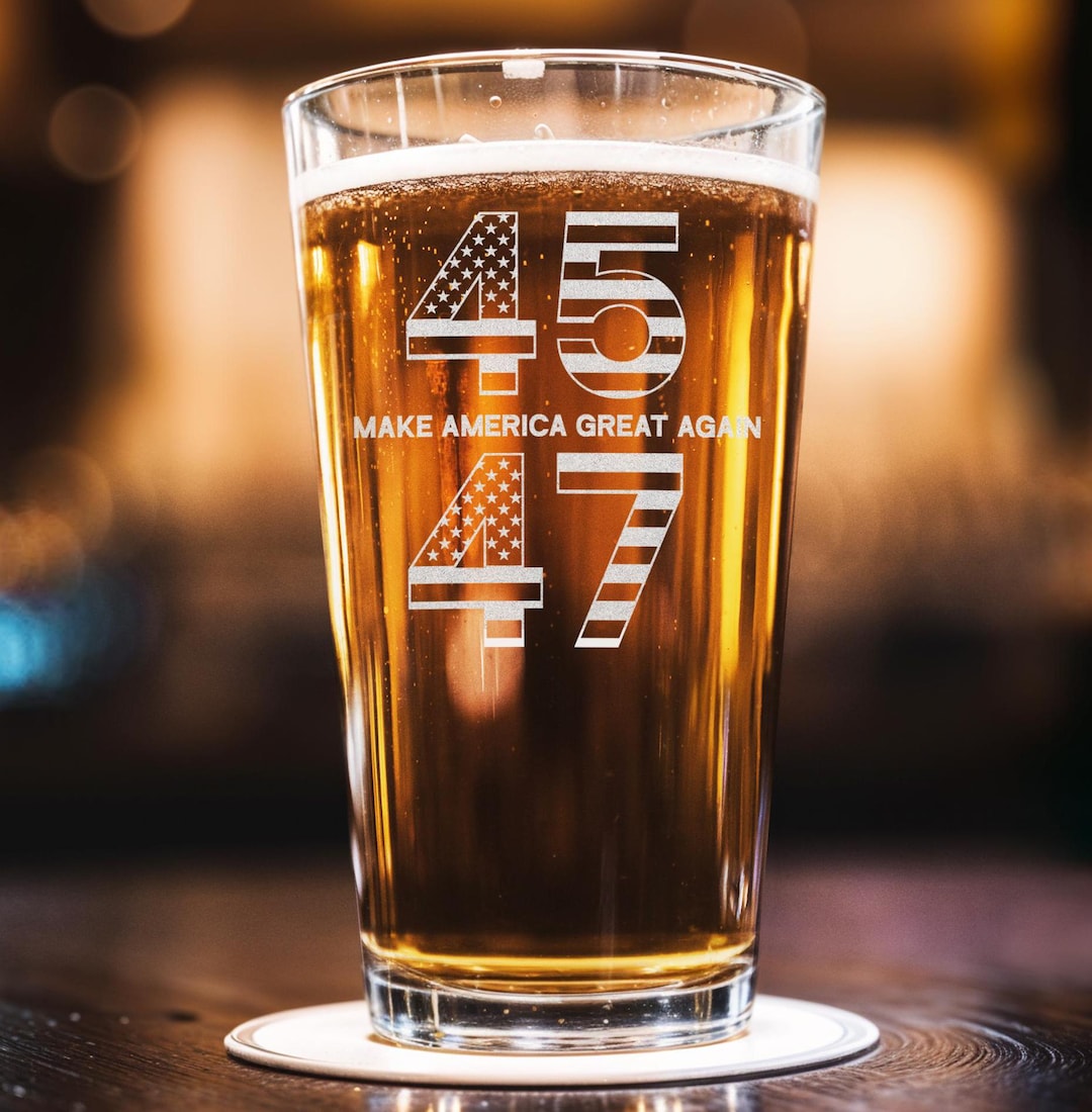 45 47 MAGA Trump Beer Glass, Trump 2024, Patriotic Gift, 47 ...