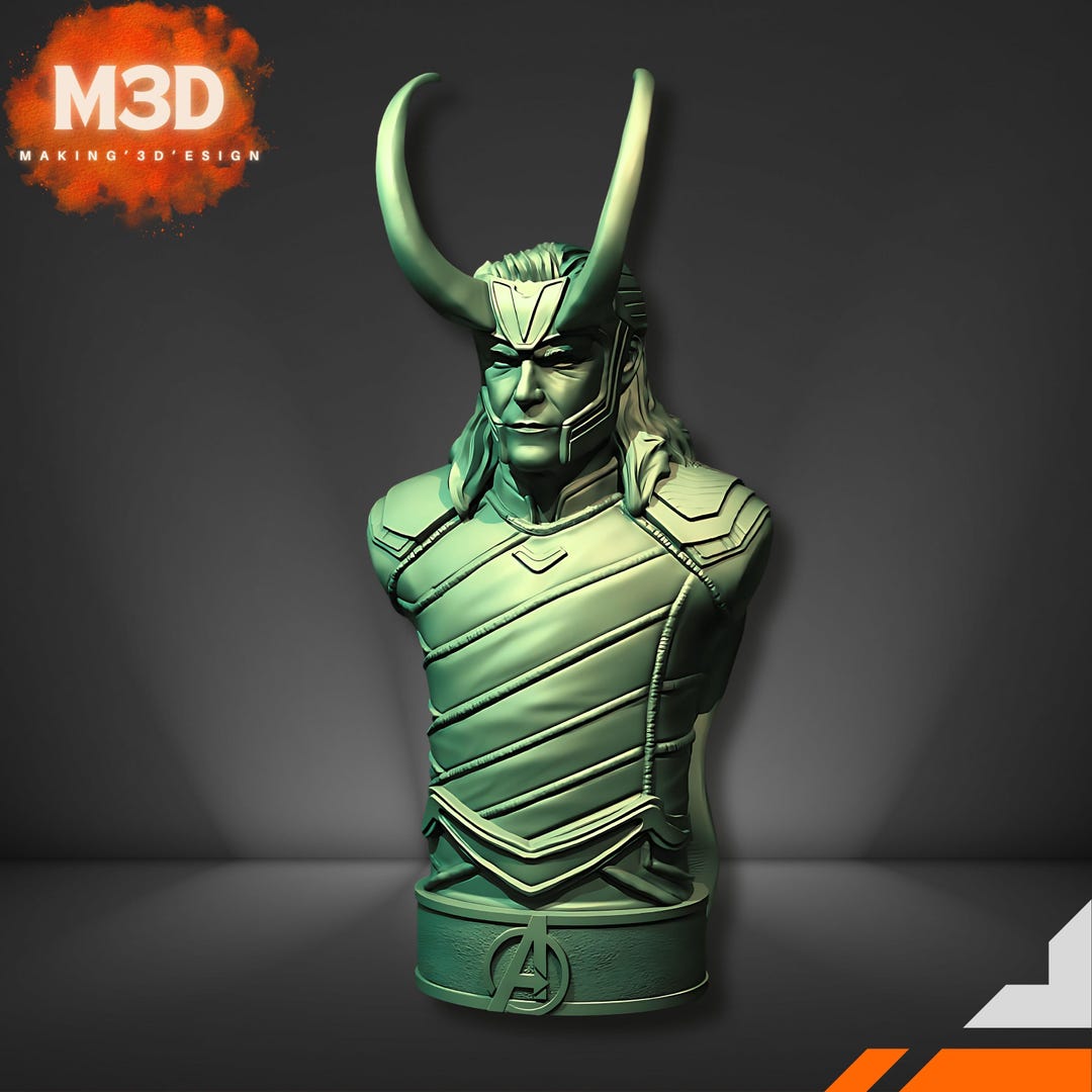 Loki Bust, Marvel Stl File for 3D Printing, Marvel Stl 3D Model Design ...