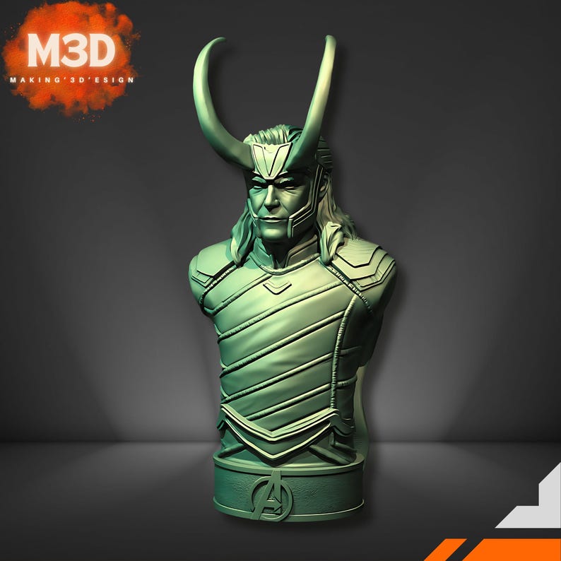 Loki Bust, Marvel Stl File for 3D Printing, Marvel Stl 3D Model Design ...