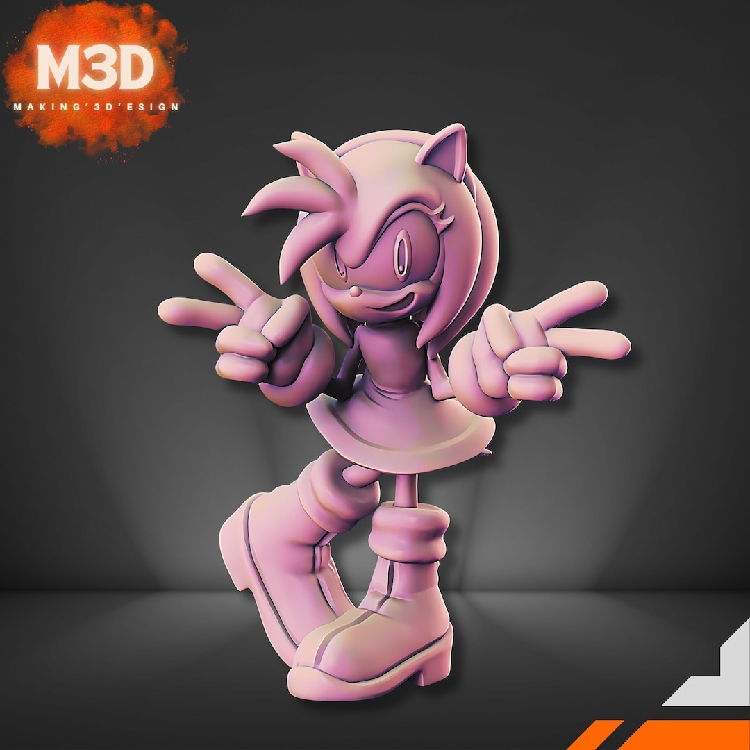 Amy Rose Figure, Sonic the Hedgehog Stl File 3D Printing, Amy Rose Stl ...