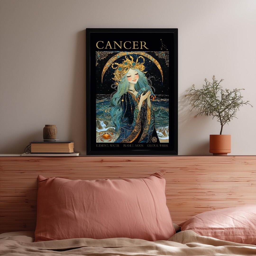 Cancer Zodiac Goddess Art Print: Dark Fantasy Astrology Gift - Etsy