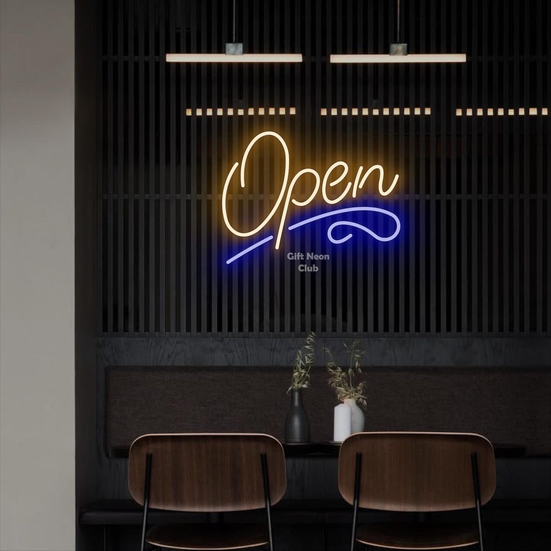 Letrero de neón abierto, luz LED brillante para negocios, tiendas ...