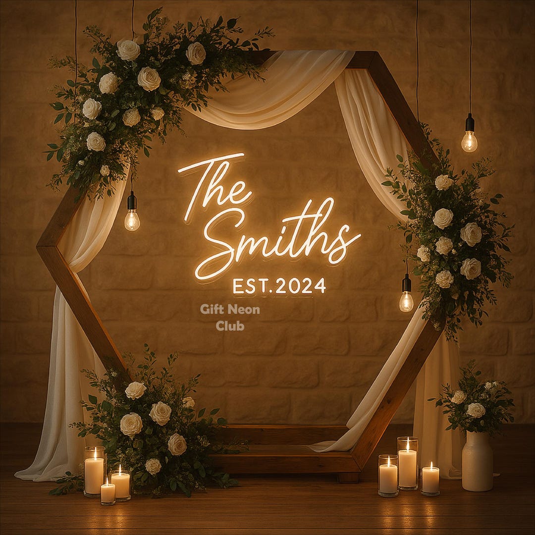 Custom Last Name Neon Sign – Family Name LED Light – Wedding Name Sign ...