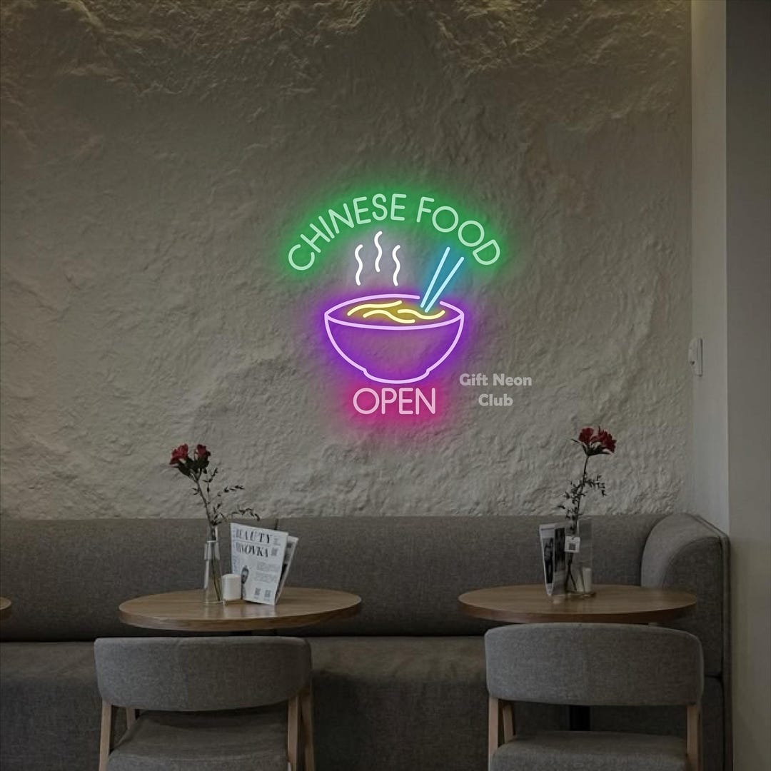 Chinese Food Open Neon Sign, Restaurant LED Light, Asian Food Shop Sign ...