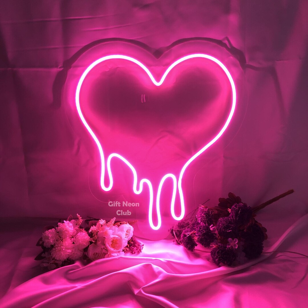 Melting Heart Neon Sign / Bleeding Heart Neon Sign / Dripping Heart ...