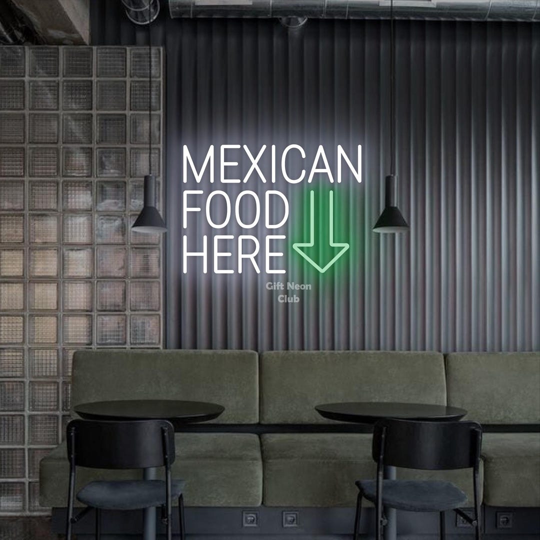 Mexican Food Here Neon Sign, LED Light for Mexican Restaurant, Taco ...