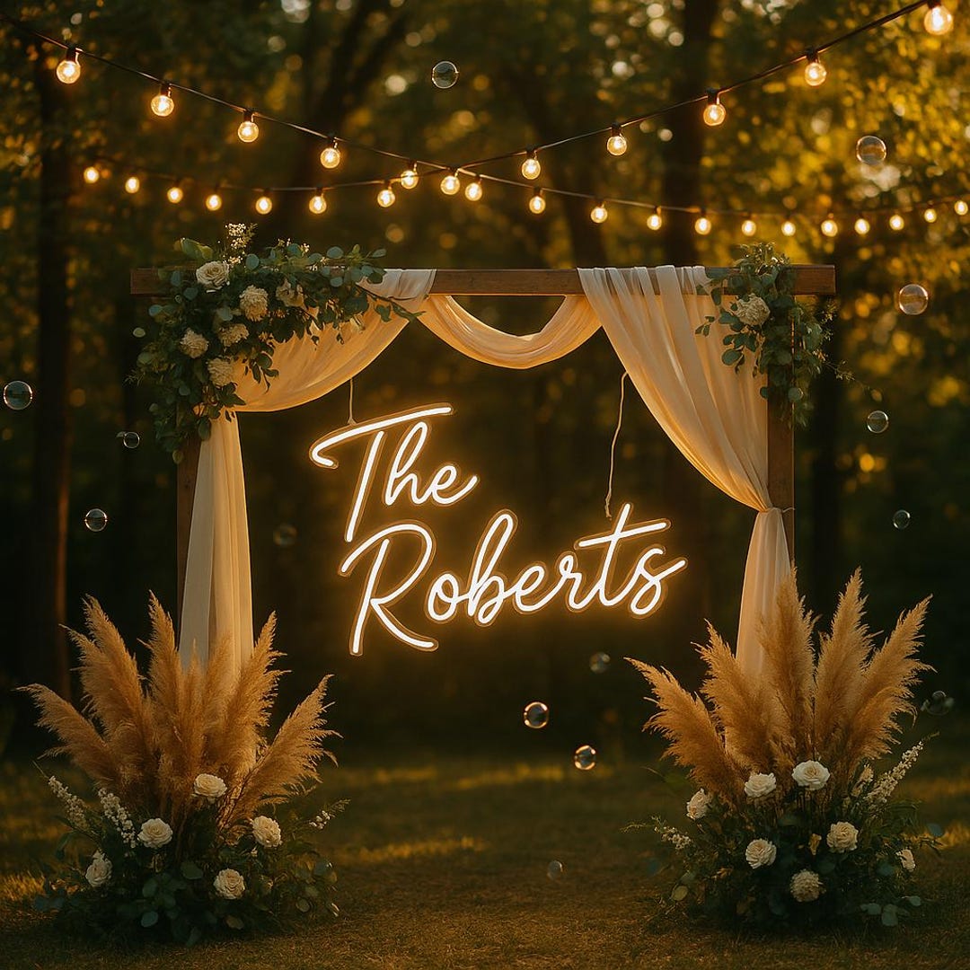 Custom Last Name Neon Sign for Wedding, LED Name Sign for Reception ...
