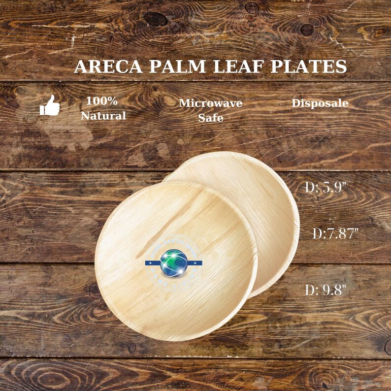 60 Areca Palm Sheaths Round Plates 5.97.99.8/outdoor Convenient Plates ...
