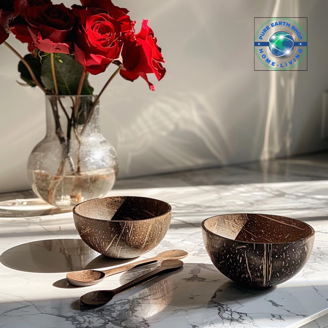10 Organic Coconut Bowls/coconut Shells/10 Spoons, 10forks. 100 Natural ...