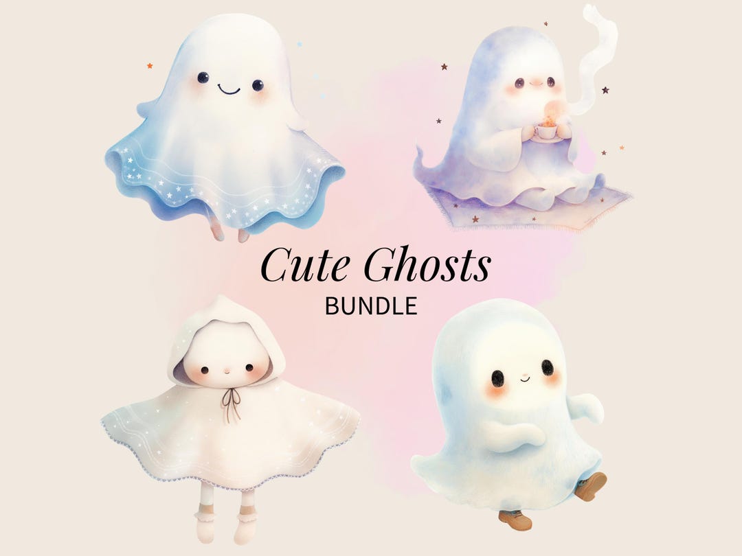Cute Halloween Ghost PNG Watercolor Cute Ghost PNG Pastel Spooky Clip ...