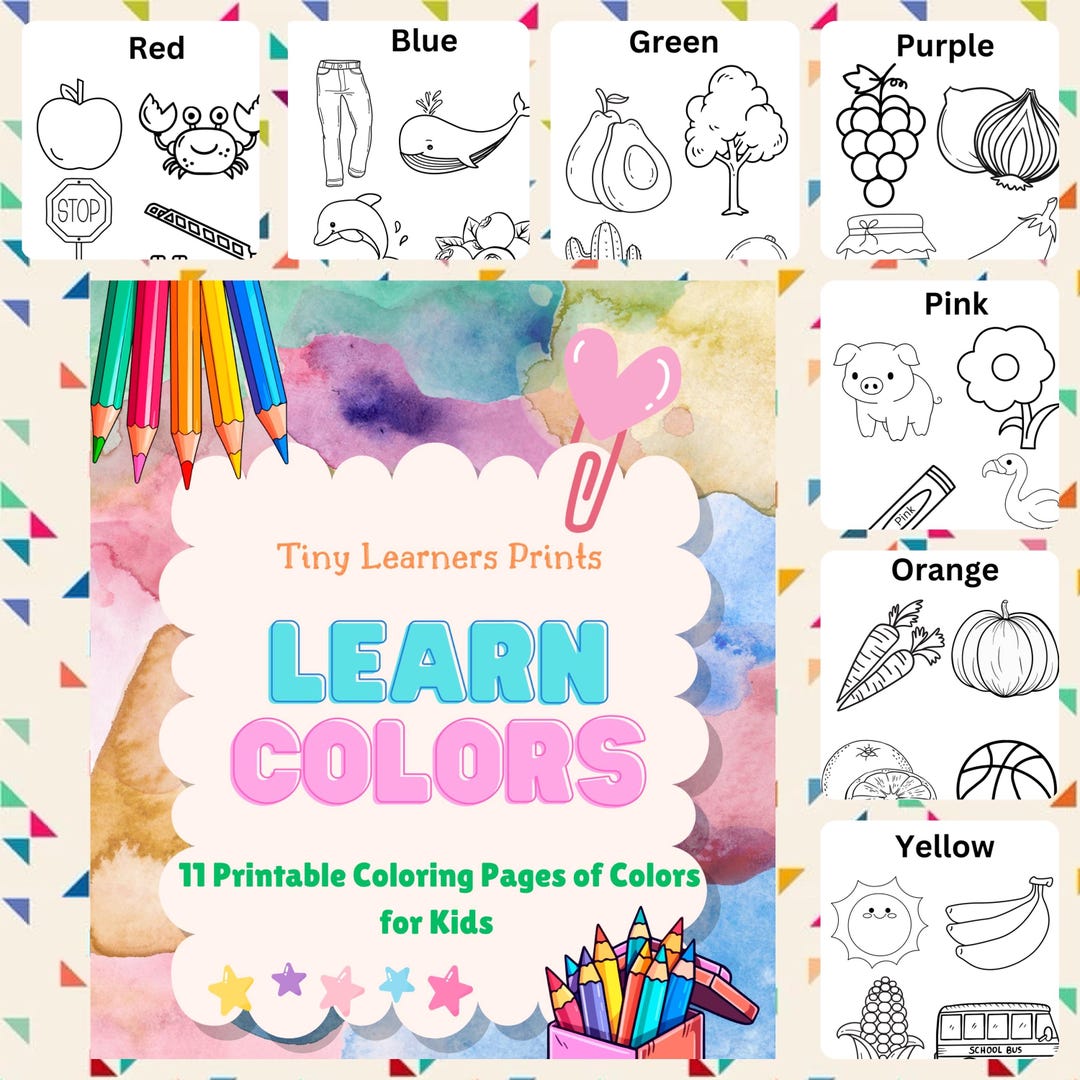 11 Printable Learning Colors Coloring Papers - Etsy