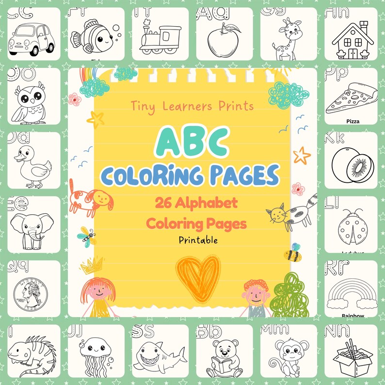 26 ABC Printable Coloring Pages - Etsy