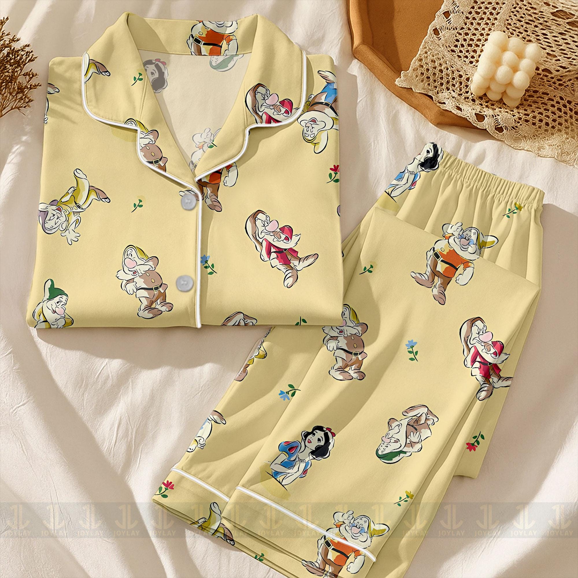 Snow White and Seven Dwarf Grumpy Dopey Unisex Satin Pajamas Set ...