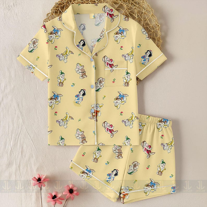 Snow White and Seven Dwarf Grumpy Dopey Unisex Satin Pajamas Set ...