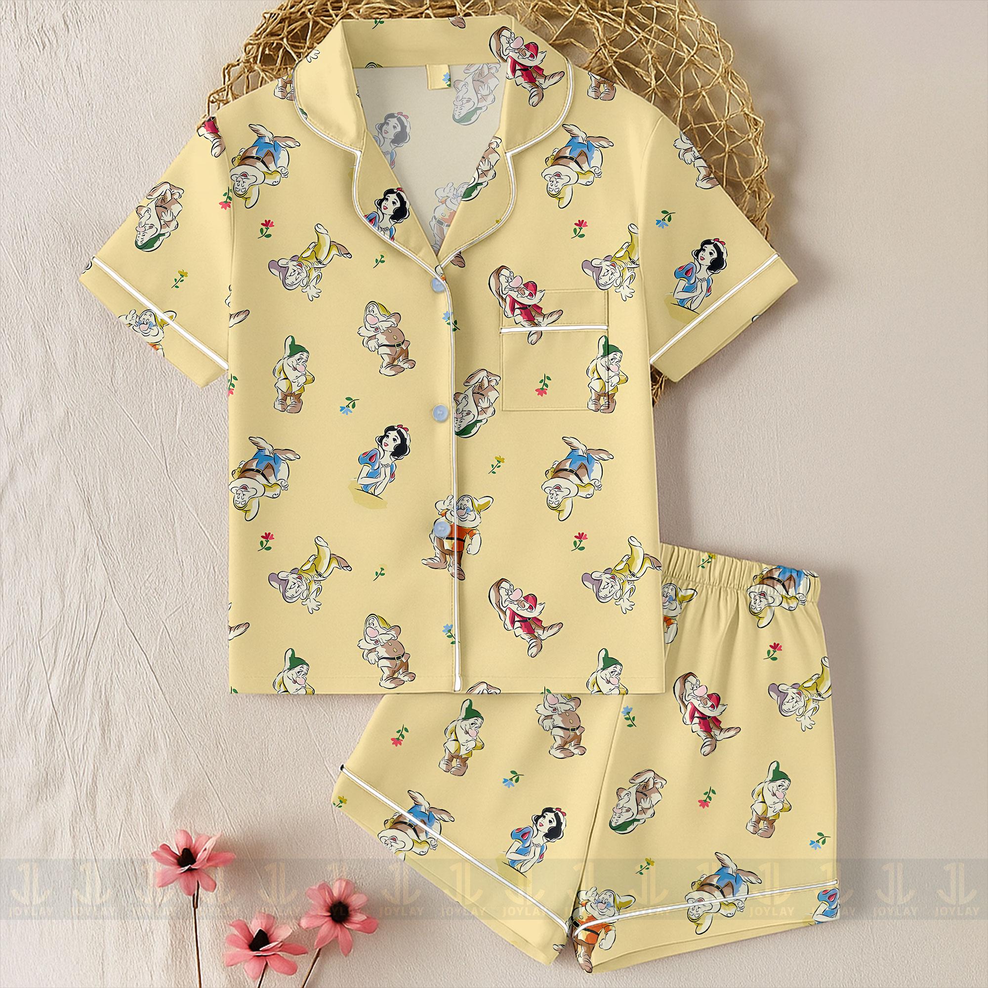 Snow White and Seven Dwarf Grumpy Dopey Unisex Satin Pajamas Set ...