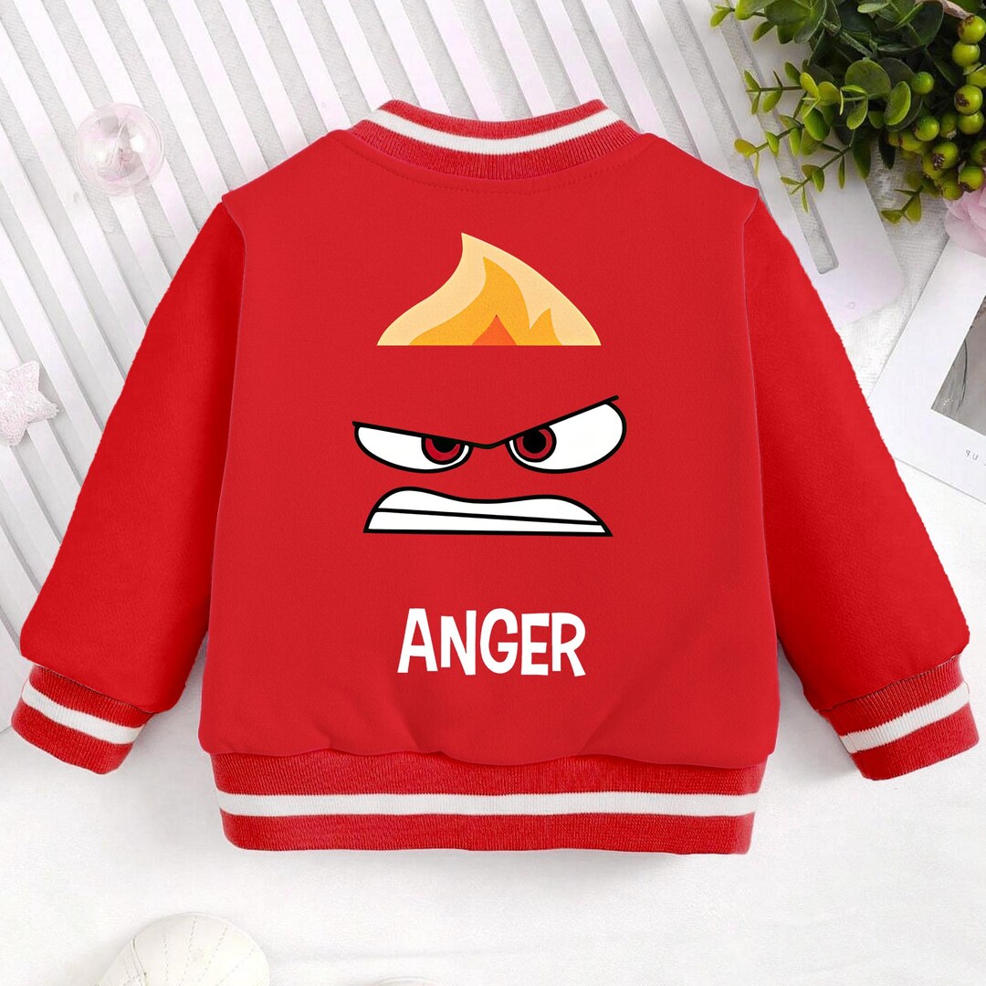 Anger Inside Out Varsity Jacket, Cartoon Patches, Unisex - Etsy