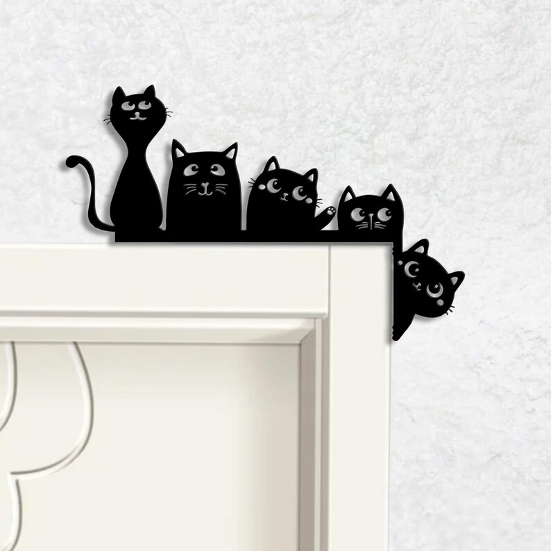 Halloween Cats Door Metal Corner Sign, Cat Door Topper Metal Sign ...