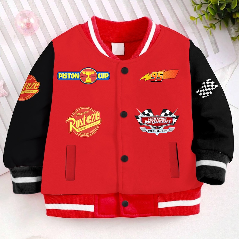 Custom Name Car Mcqueen Rusteze 95 Kids and Youth Baseball Jacket ...