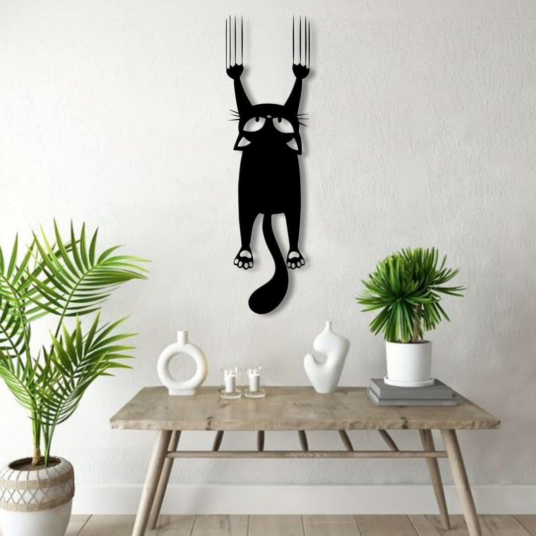 Cat Fork Claw Funny Metal Sign, Cat Metal Wall Art, Cat Lover Gift ...