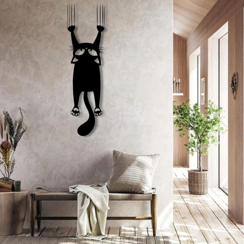 Cat Fork Claw Funny Metal Sign, Cat Metal Wall Art, Cat Lover Gift ...