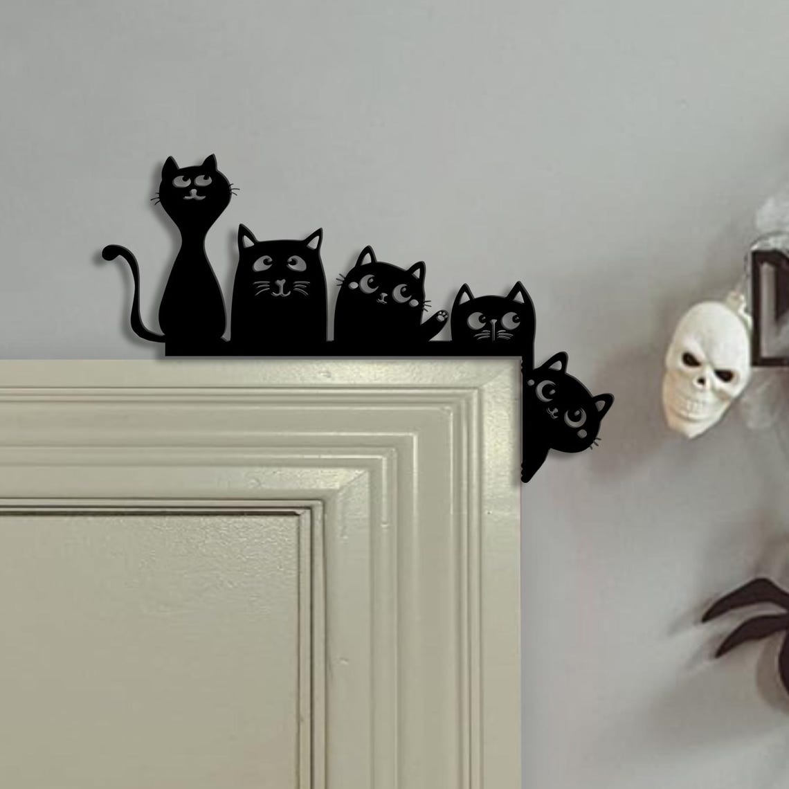 Halloween Cats Door Metal Corner Sign, Cat Door Topper Metal Sign ...