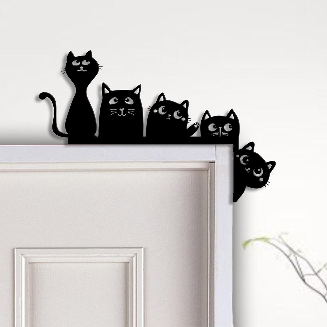 Halloween Cats Door Metal Corner Sign, Cat Door Topper Metal Sign ...