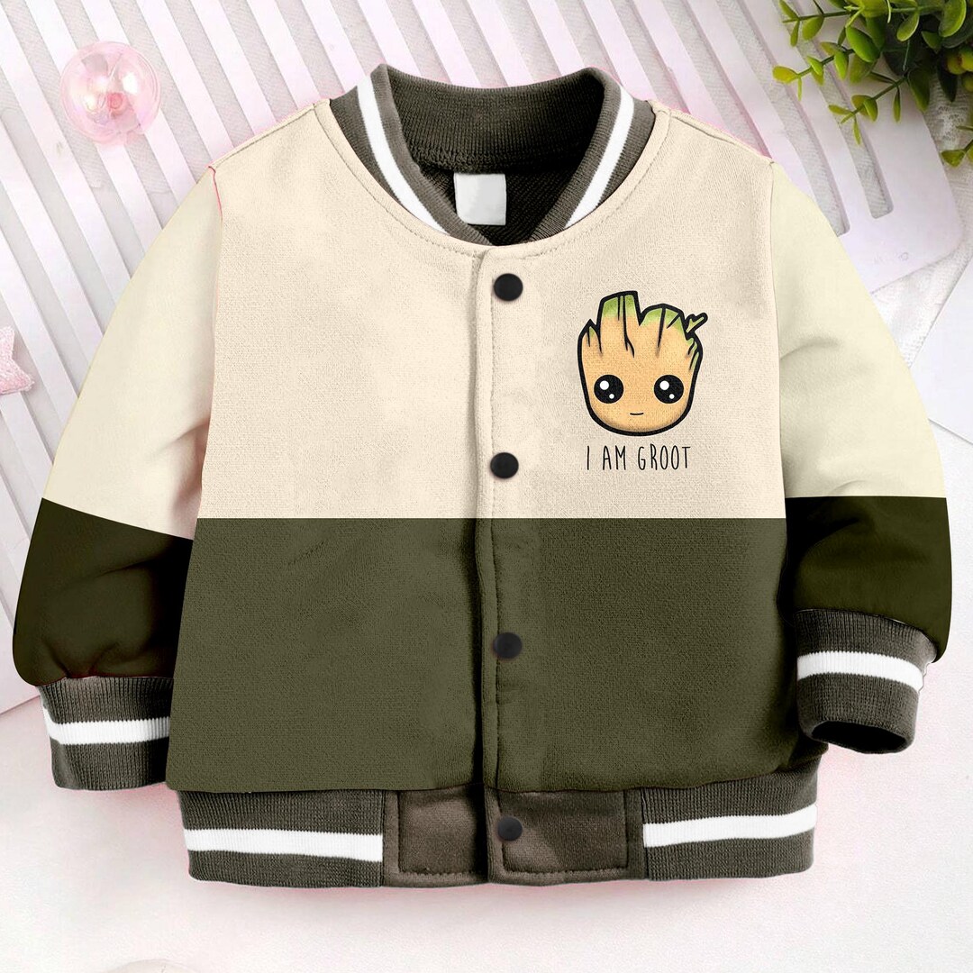 Cute Groot Kids and Youth Baseball Jacket, Aldult Unisex Varsity ...