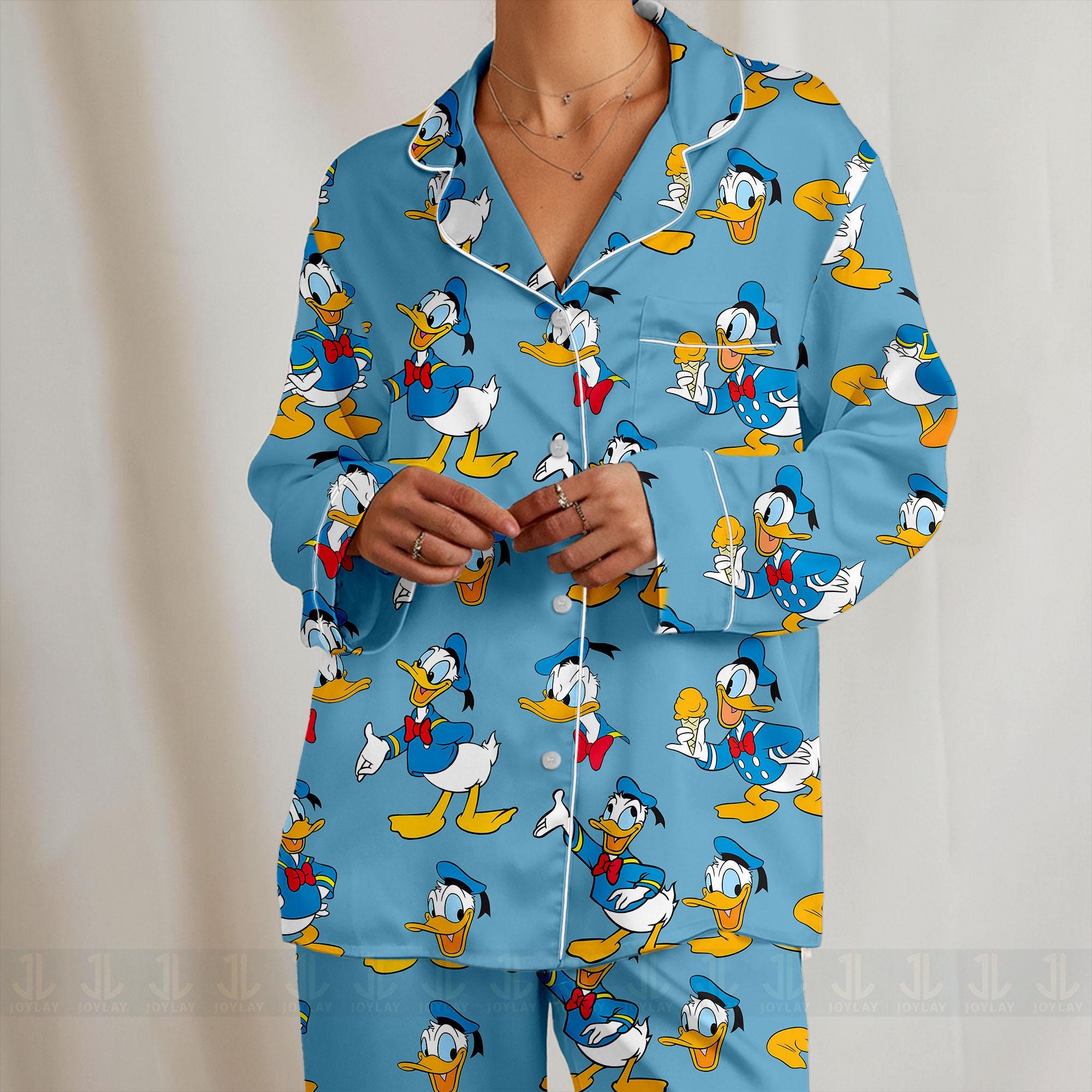 Donald Duck Emotions Unisex Satin Pajamas Set, Spooky Season Pajamas ...