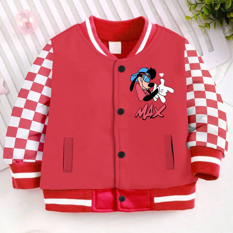 Her Max Checkered Board Goofy Movie Kids and Youth Baseball Jacket ...