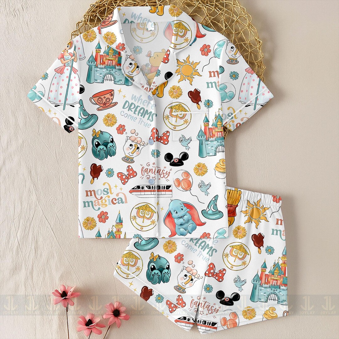 Disney Castle Most Magical Elephant Unisex Satin Pajamas Set, Spooky ...