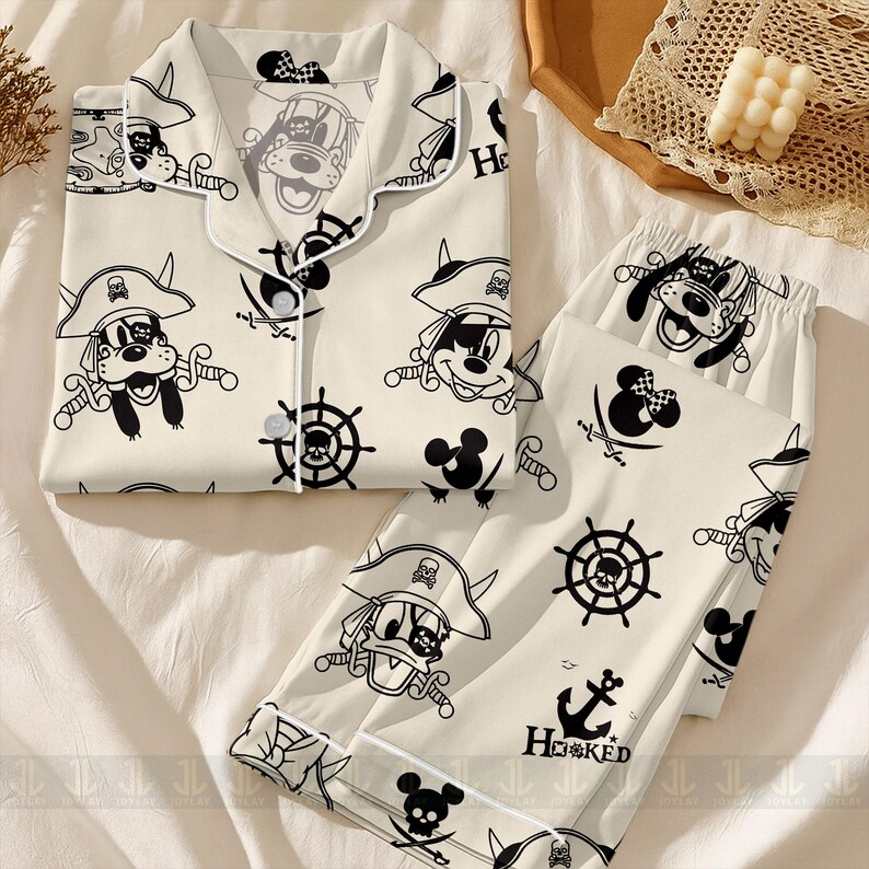 Minnie Mickey Donald Pluto Daisy Pirate Unisex Satin Pajamas Set ...