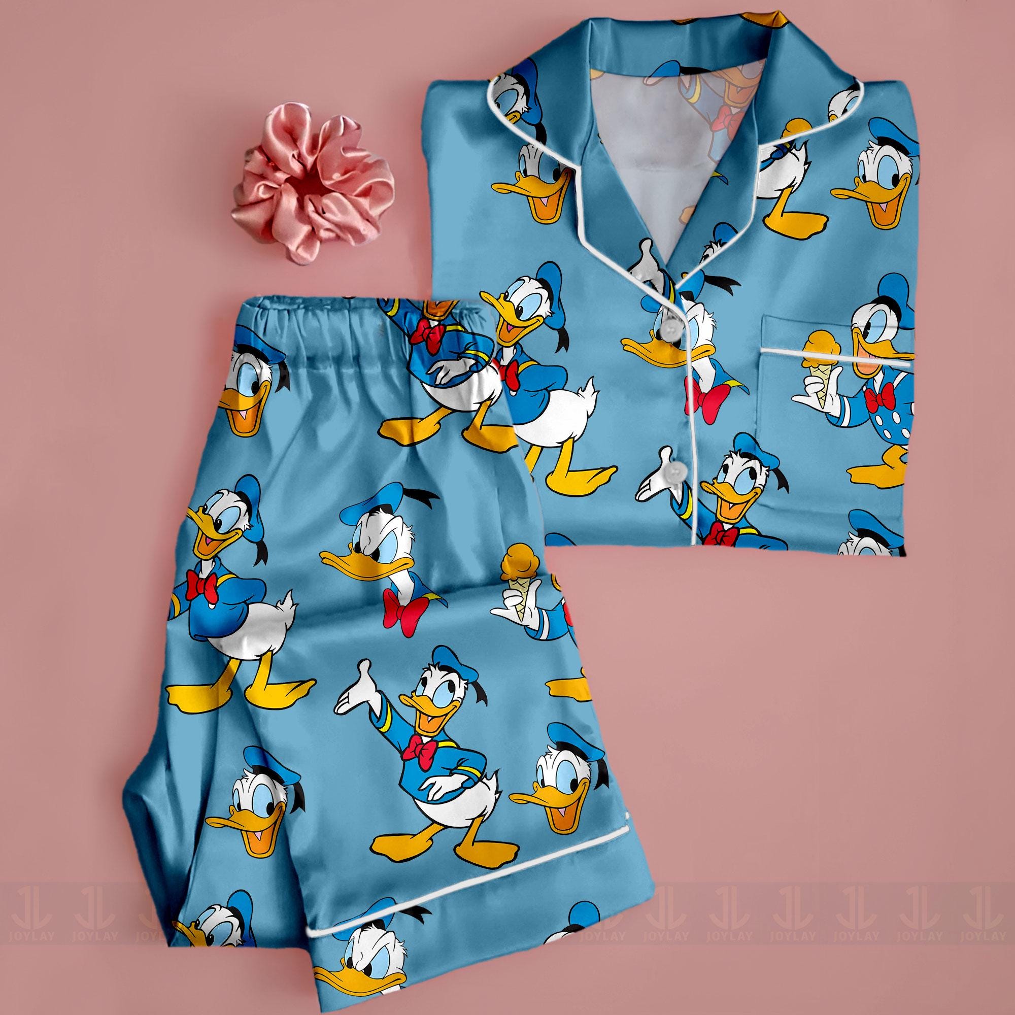 Donald Duck Emotions Unisex Satin Pajamas Set, Spooky Season Pajamas ...