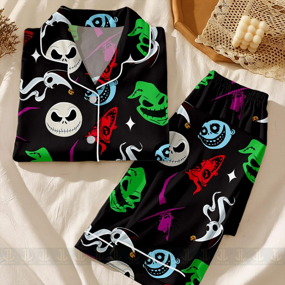 Nightmare Team Jack Oogie Boogie Lock Shock Barrel Sally Unisex Satin ...