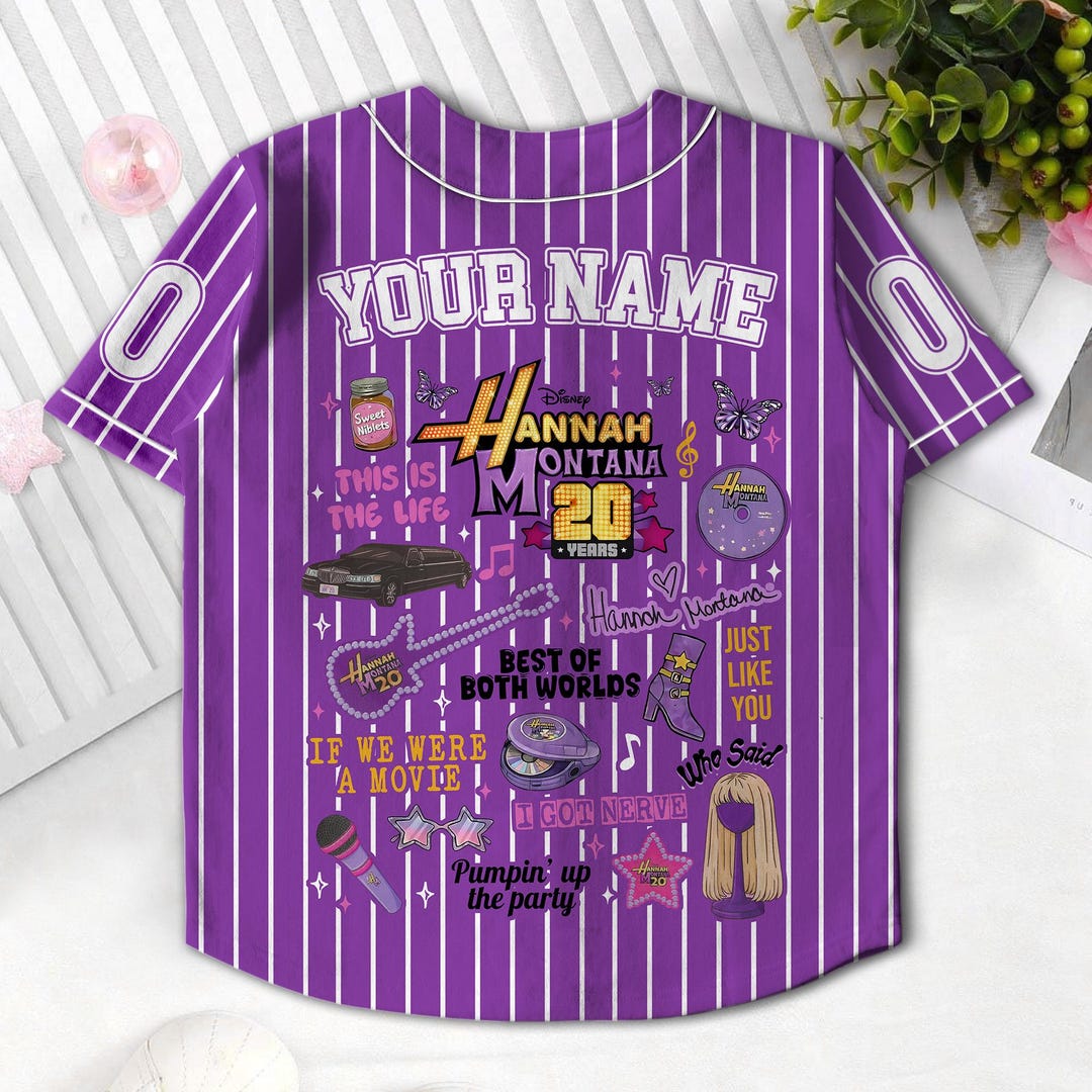 Custom Name Hannah Montana Birthday Kids and Youth Baseball Jersey ...