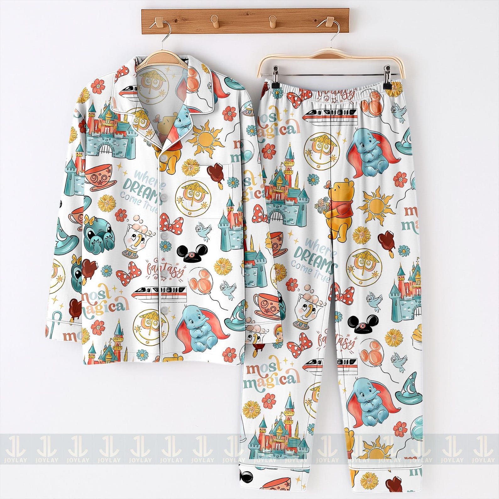 Disney Castle Most Magical Elephant Unisex Satin Pajamas Set, Spooky ...