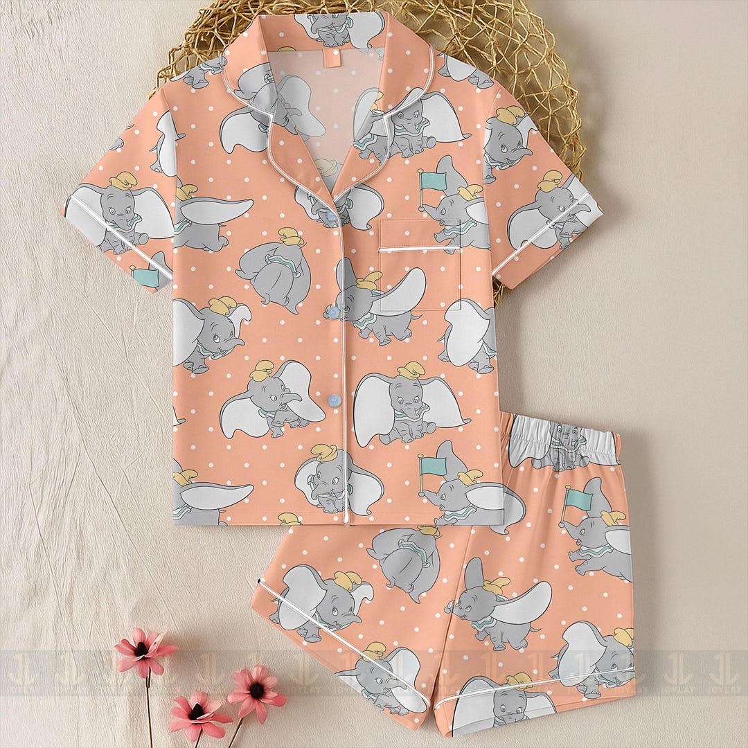 Dumbo Elephant Unisex Satin Pajamas Set, Spooky Season Pajamas , Long ...