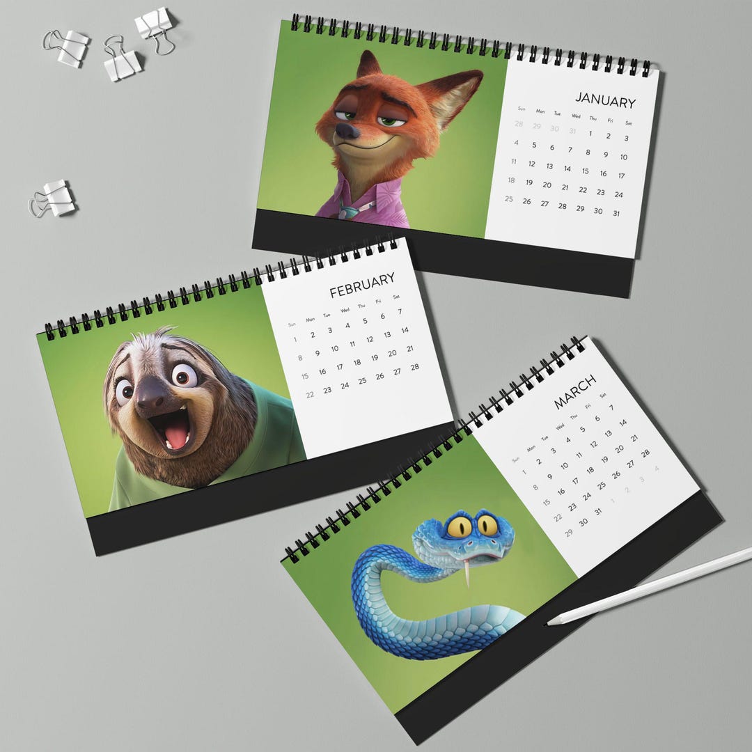 Disney Zootopia Desk Calendar Table 2026, Judy Hopps and Nick Wilde ...