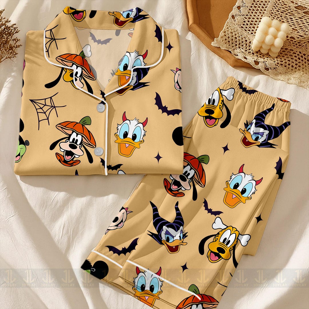 Mickey Friends Villain Daisy Duck Maleficent Unisex Satin Pajamas Set ...