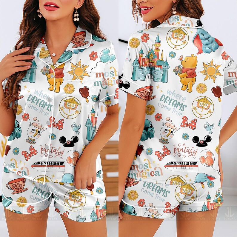Disney Castle Most Magical Elephant Unisex Satin Pajamas Set, Spooky ...