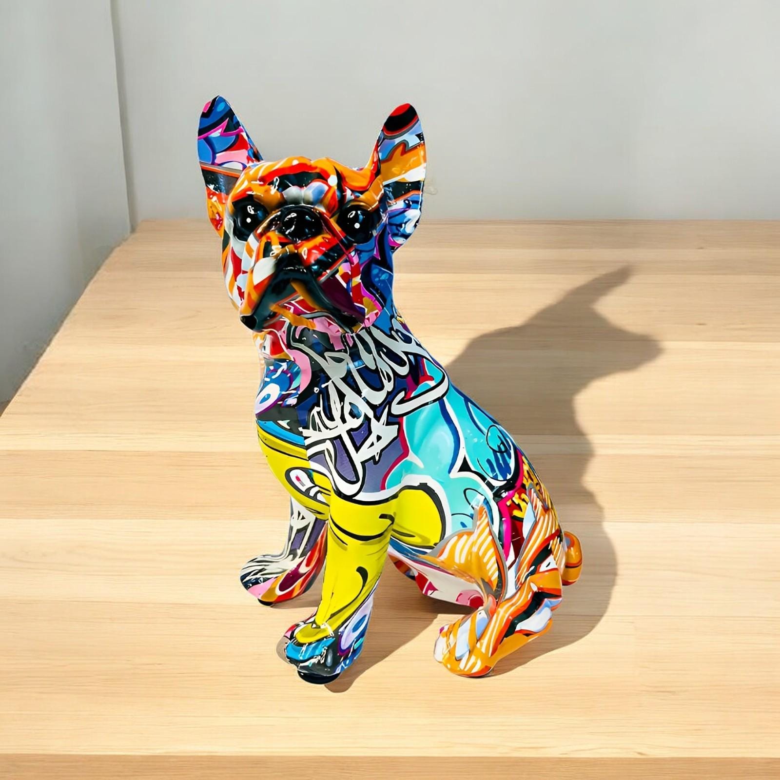 Cute Graffiti Dog Sculpture for Shelf Decor, Unique Resin French ...