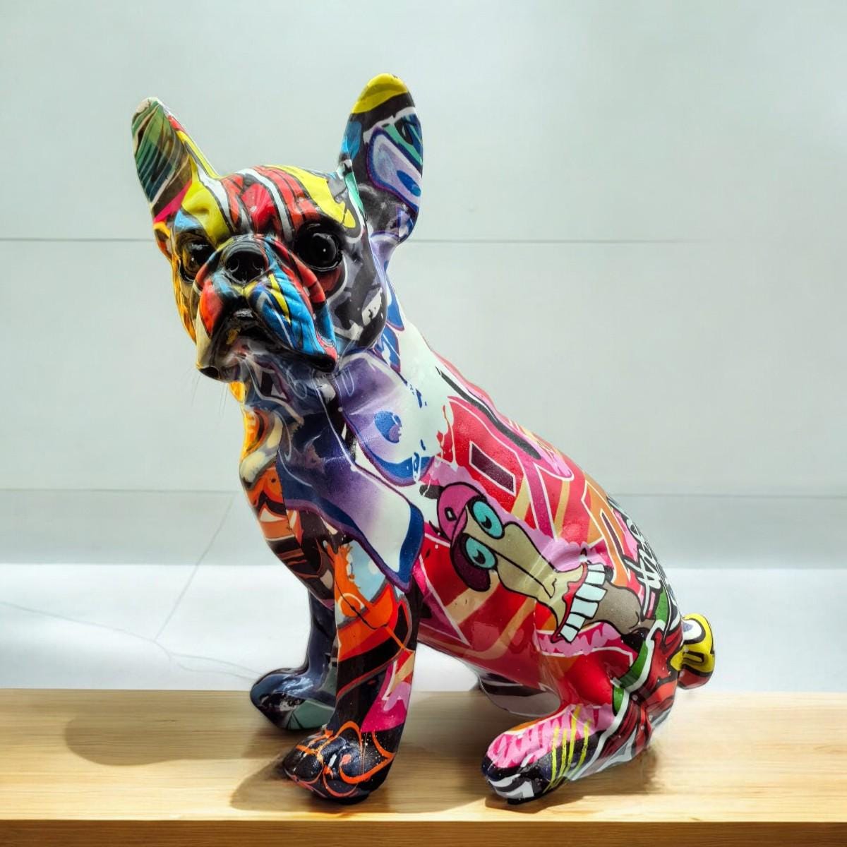 Cute Graffiti Dog Sculpture for Shelf Decor, Unique Resin French ...