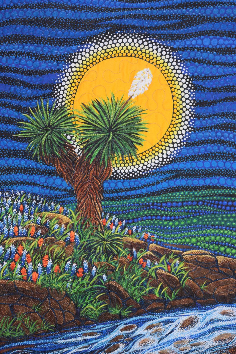 Yucca Moon Wall Hanging Quilt: Handmade Nature Fabric Panel - Etsy