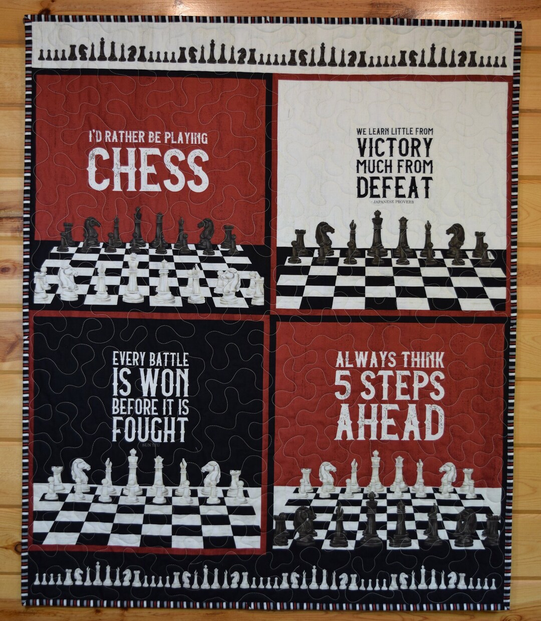 Wall Hanging Quilt, Game of Chess Design, Wall Fabric Quilt, Game Room ...
